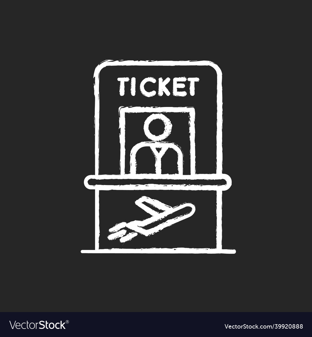 Airplane ticket counter chalk white icon on black Vector Image
