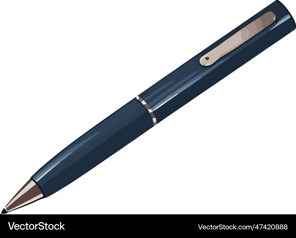 Blue ballpoint pen with sharp steel nib Royalty Free Vector
