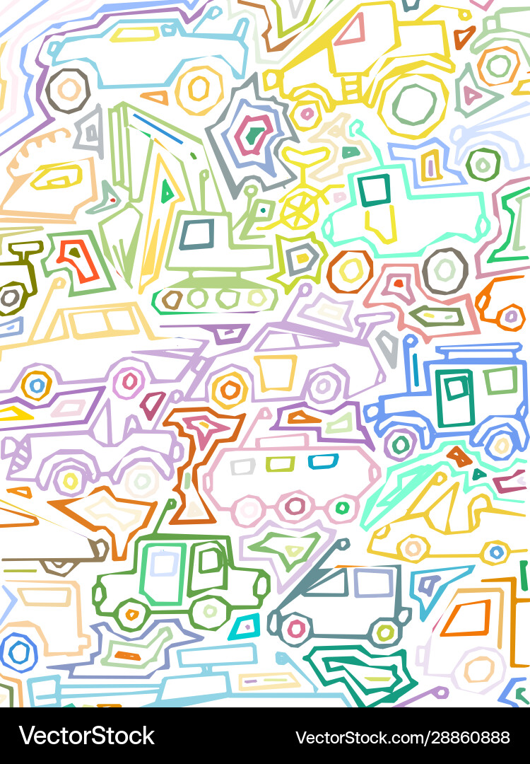 Color auto pattern doodle lines colorful grunge Vector Image