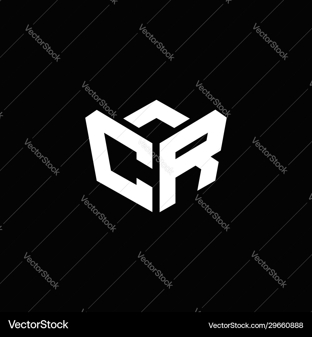 Cr logo monogram with emblem style ribbon design Vector Image