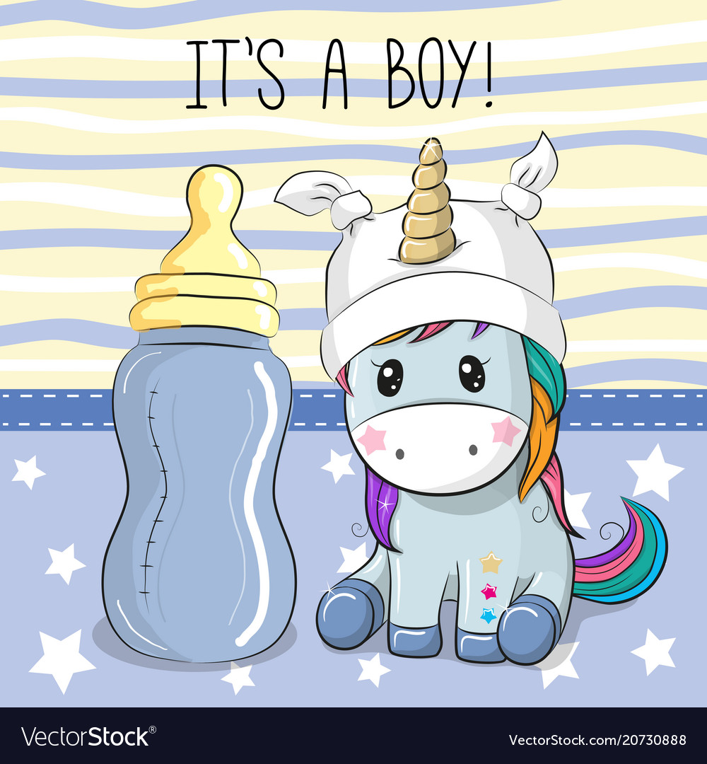 Cute cartoon unicorn with feeding bottle Vector Image
