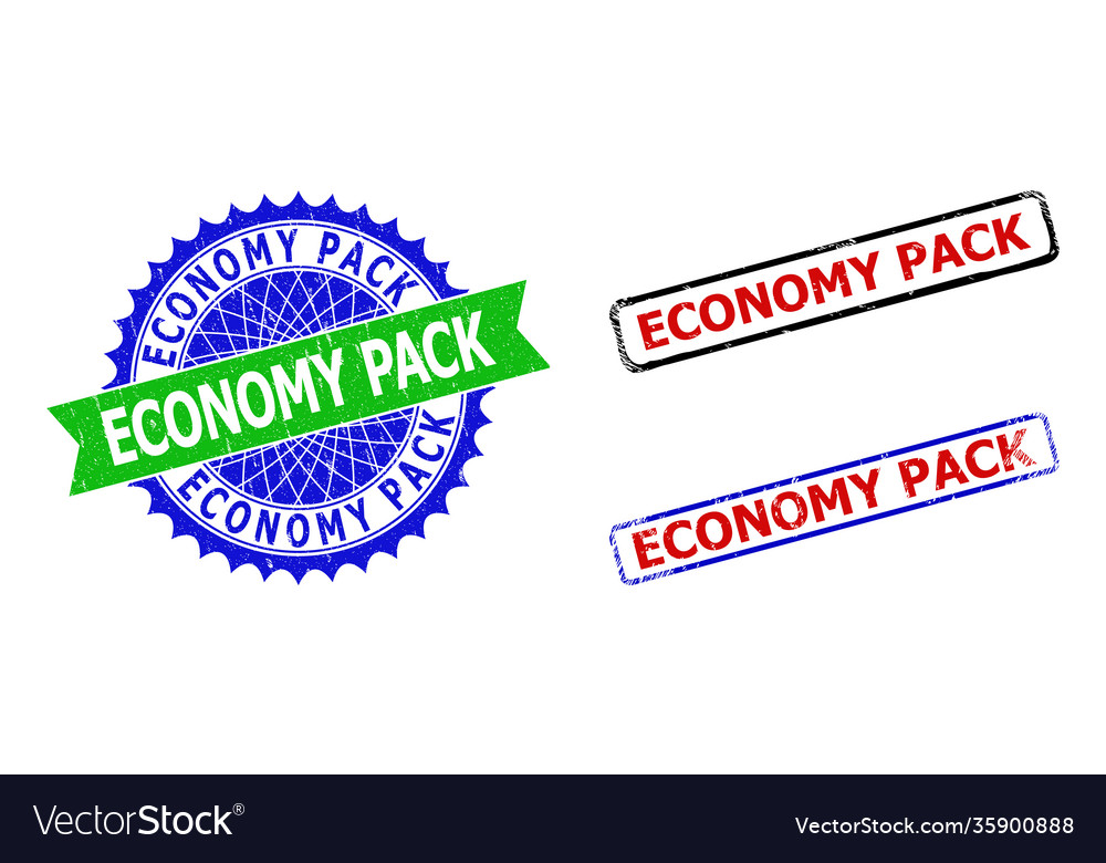 Economy pack rosette and rectangle bicolor stamps Vector Image
