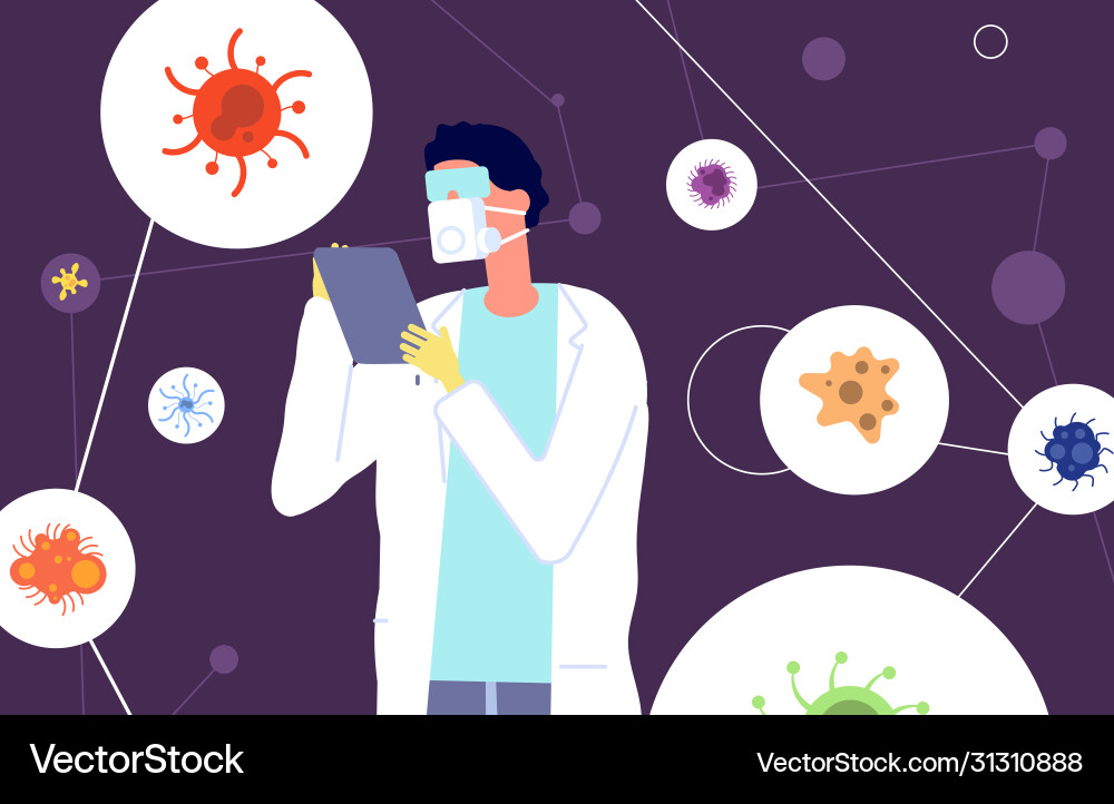 Epidemiology virologist in protective suit Vector Image