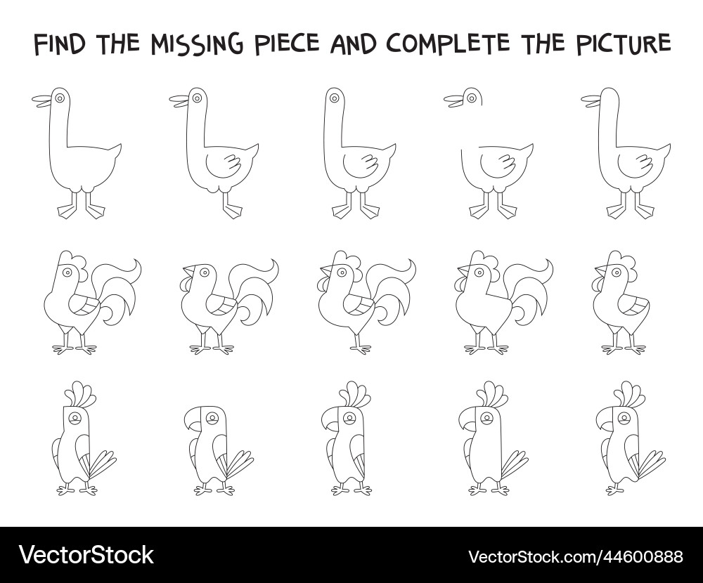 Find the missing piece and complete the picture Vector Image
