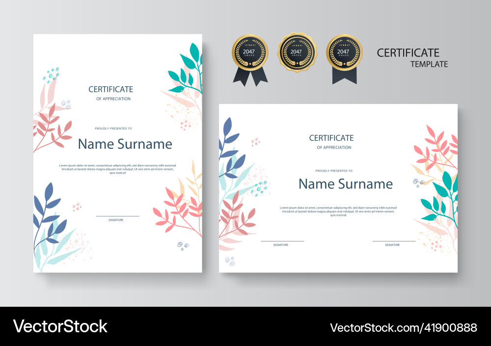Floral abstract colorful certificate design Vector Image