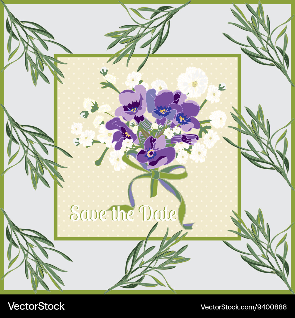 Greeting card with lavender flowers botanical Vector Image