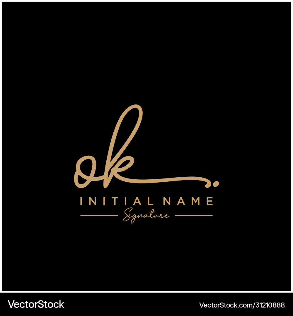 Letter ok signature logo template Royalty Free Vector Image