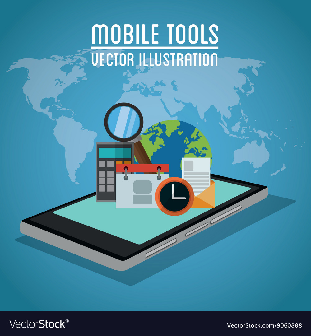 Mobile tools icon set design Royalty Free Vector Image