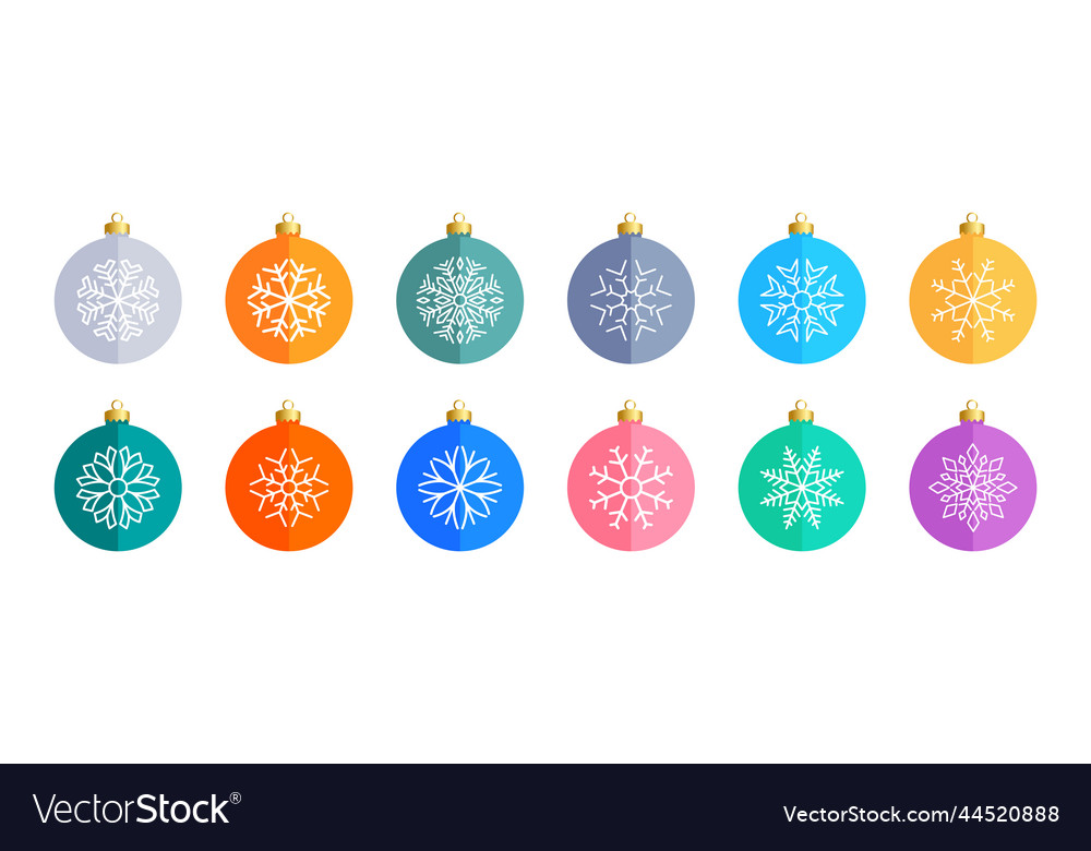Pack of colorful christmas bauble elements design Vector Image