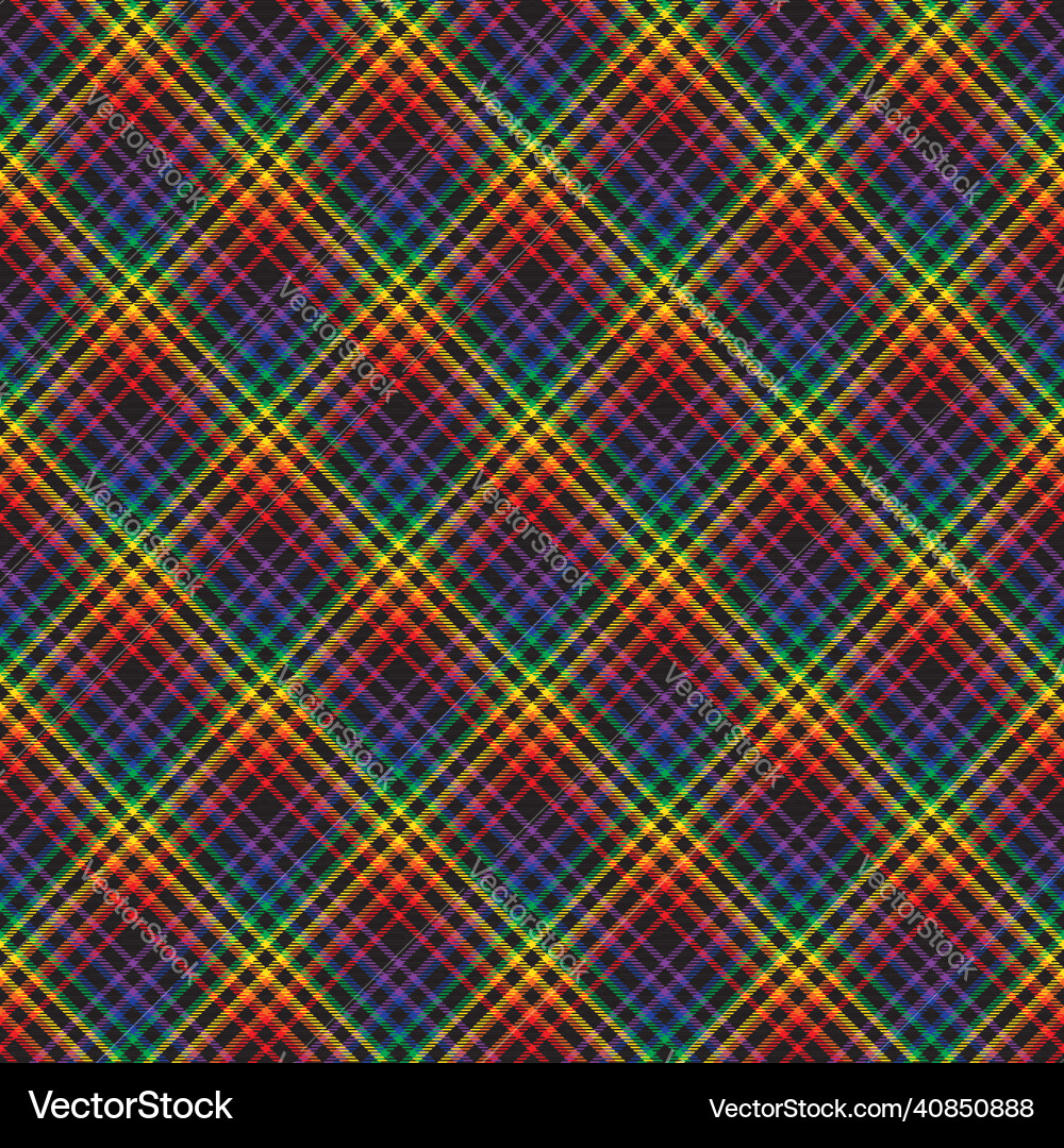 Rainbow diagonal plaid tartan textured seamless Vector Image