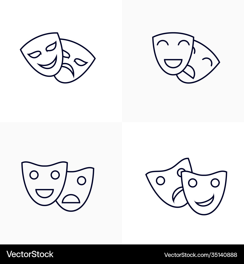 Set acting for movie icon logo template Royalty Free Vector
