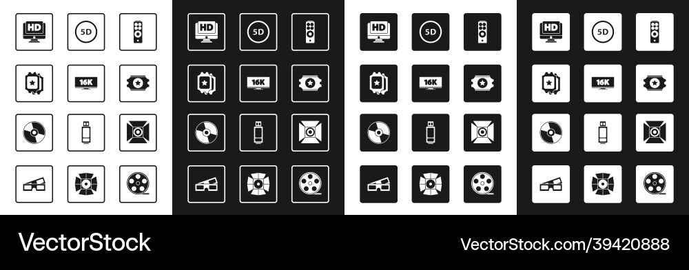 Set remote control screen tv with 16k cinema Vector Image