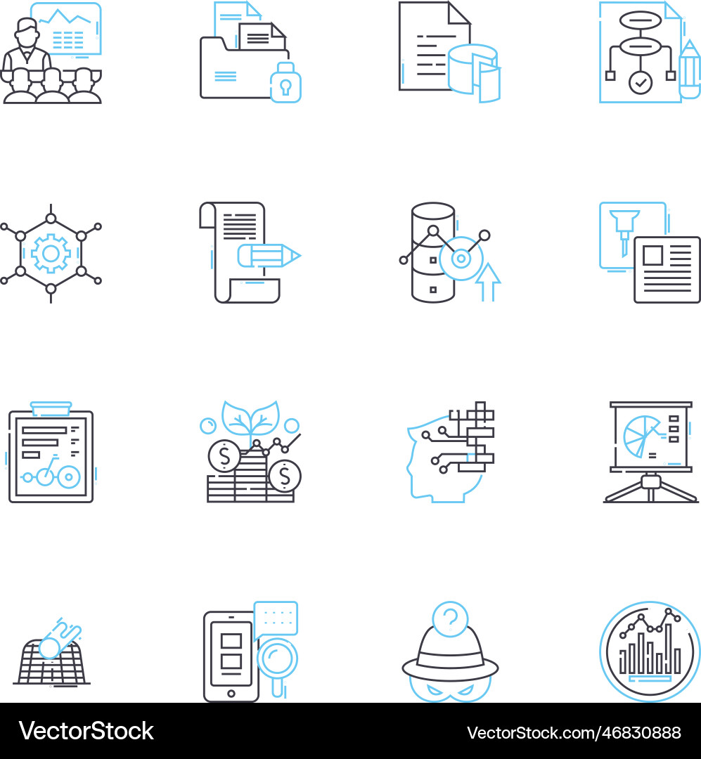 Strategic planning linear icons set innovation Vector Image