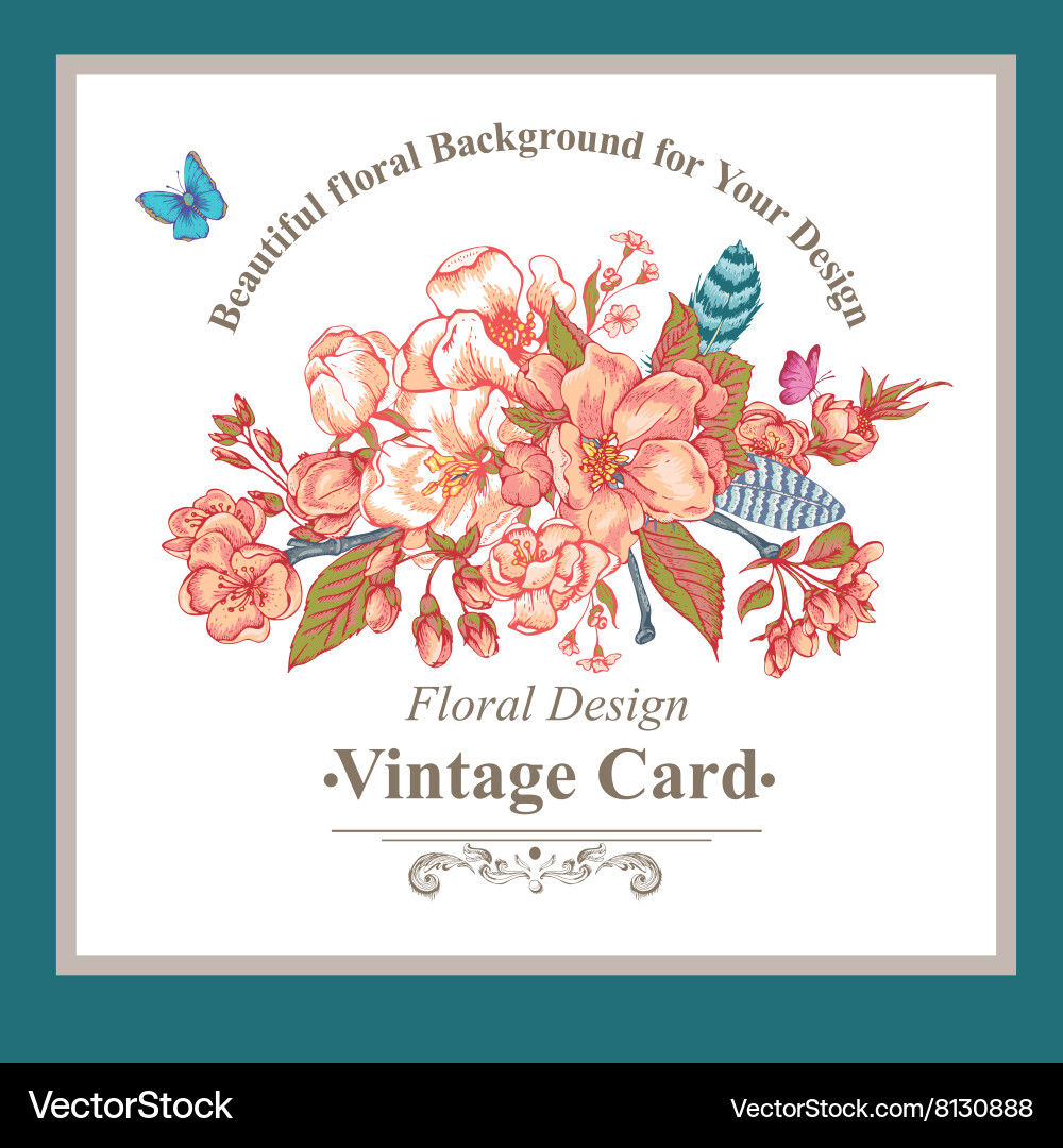 Vintage garden spring greeting card Royalty Free Vector