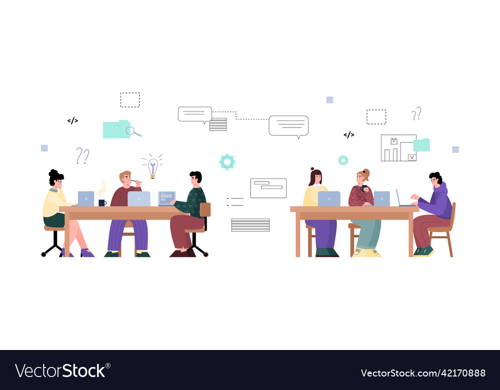 Young people participate in hackathon Royalty Free Vector