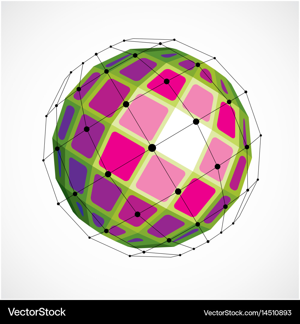 Abstract 3d faceted figure with connected black Vector Image