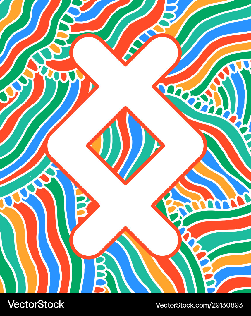 Ancient scandinavian rune ingwaz with doodle Vector Image