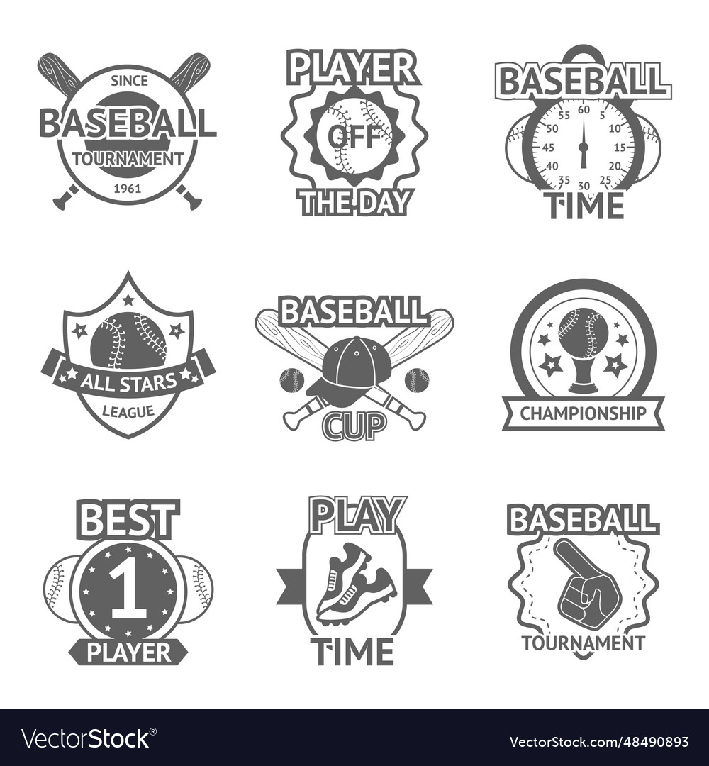 Baseball emblems set Royalty Free Vector Image