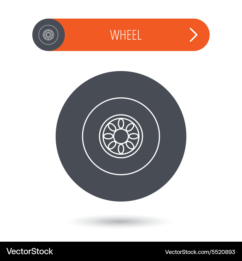 Car wheel icon automobile service sign Royalty Free Vector
