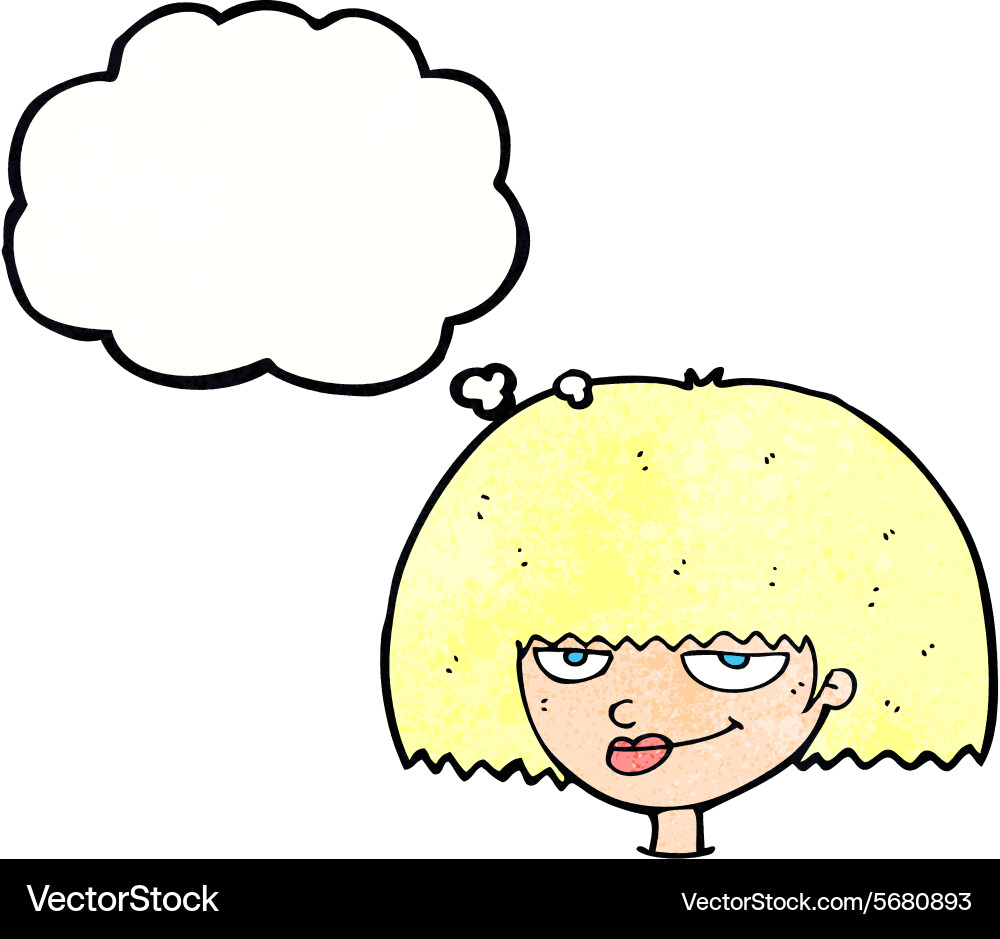 Cartoon mean female face with thought bubble Vector Image