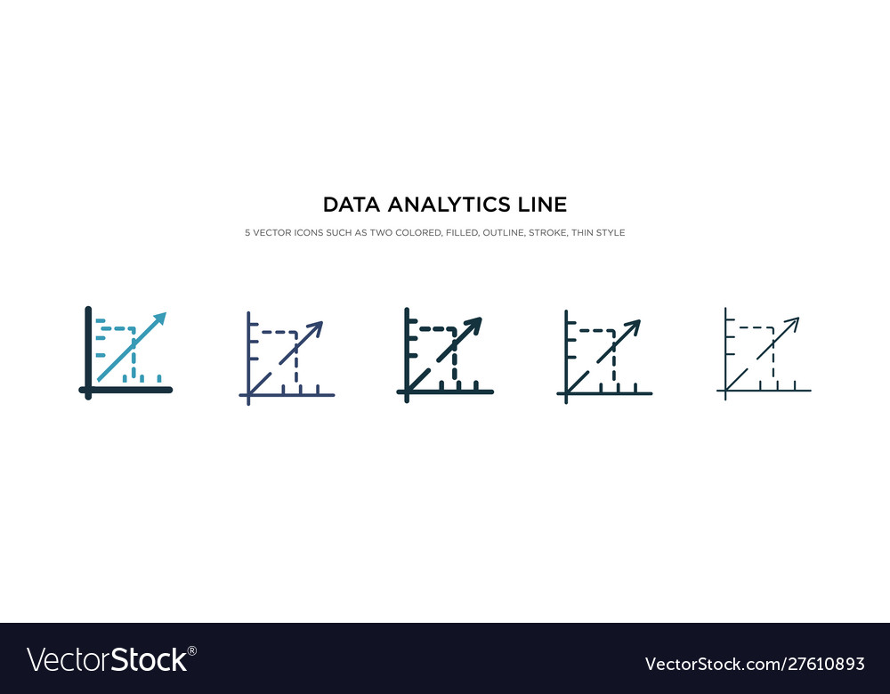 Data analytics line graphic icon in different Vector Image
