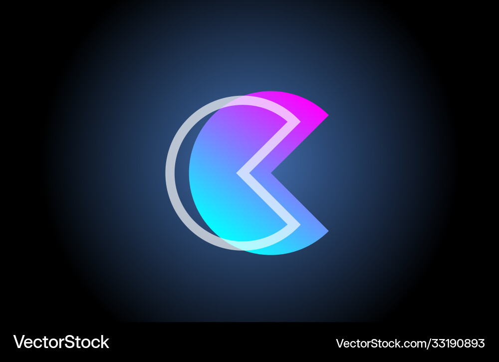 Geometric c pink blue line alphabet letter logo Vector Image