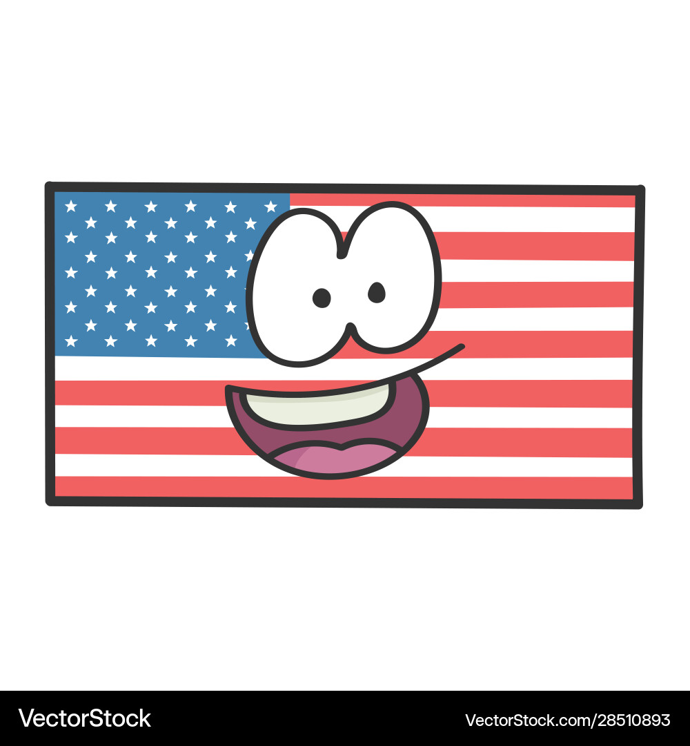 Happy american flag cartoon Royalty Free Vector Image