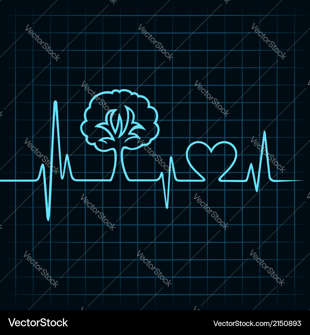 Heartbeat make a tree and heart symbol Royalty Free Vector