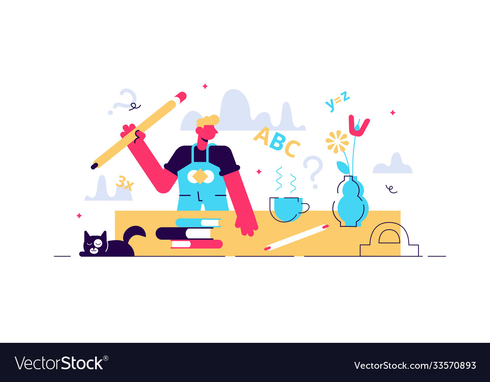 Homework flat tiny Royalty Free Vector Image - VectorStock