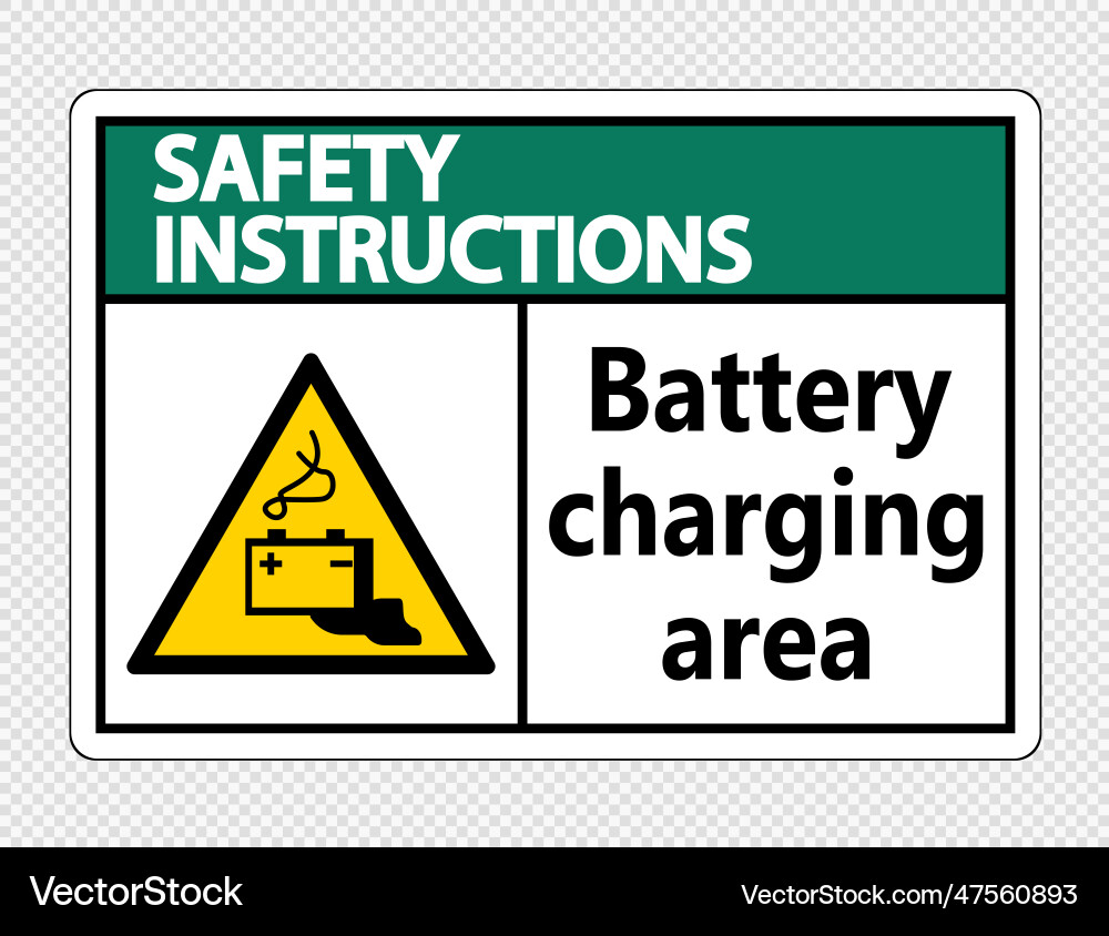 Safety instructions battery charging area sign Vector Image