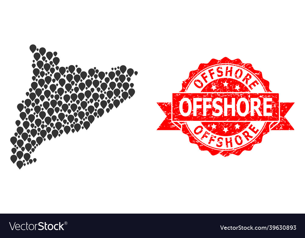 Scratched offshore seal and marker mosaic map Vector Image Scratched offshore seal and marker mosaic map Vector Image