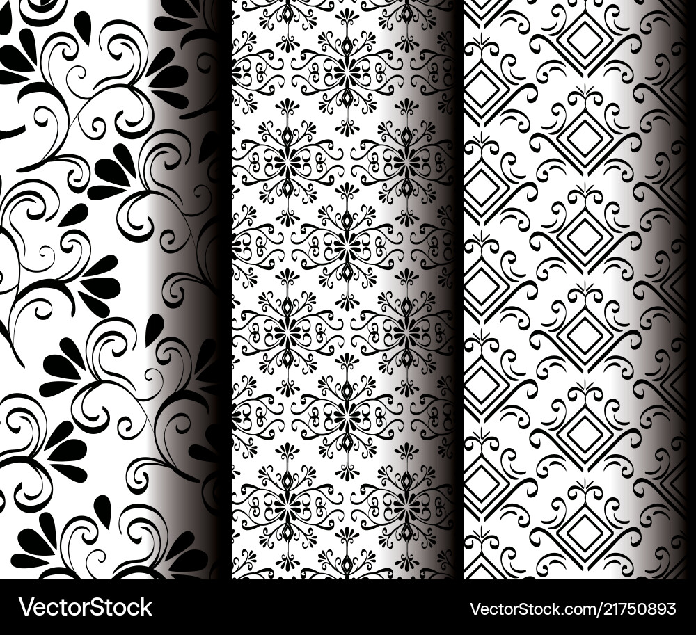 Set victorian and floral monochrome backgrounds Vector Image