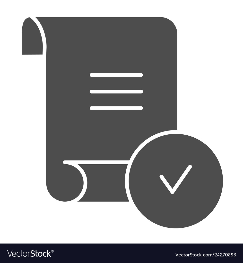 Sheet with check mark solid icon document Vector Image
