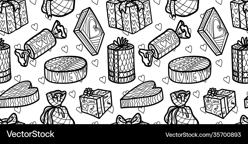 Valentines day theme doodle coloring book Vector Image