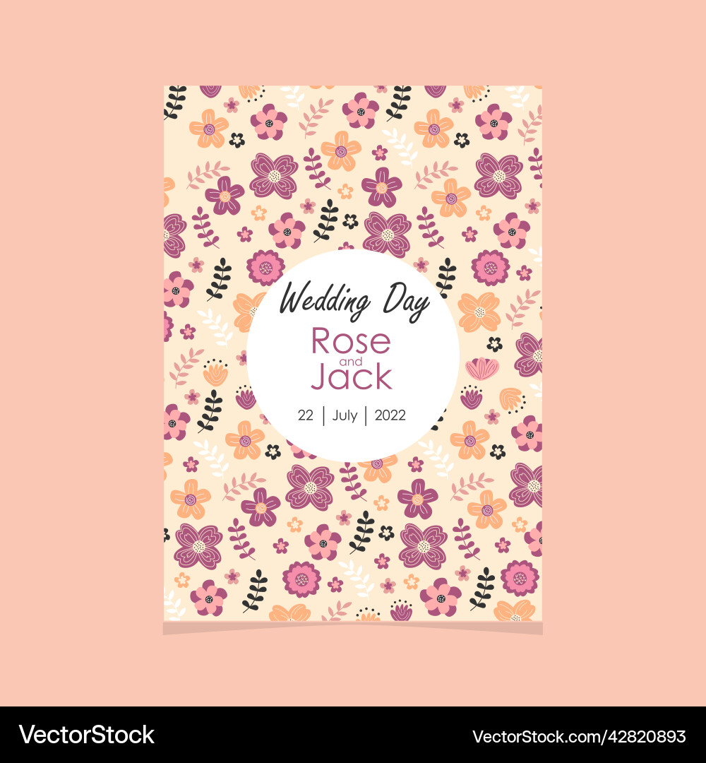 Wedding invitation template in pastel colors hand Vector Image