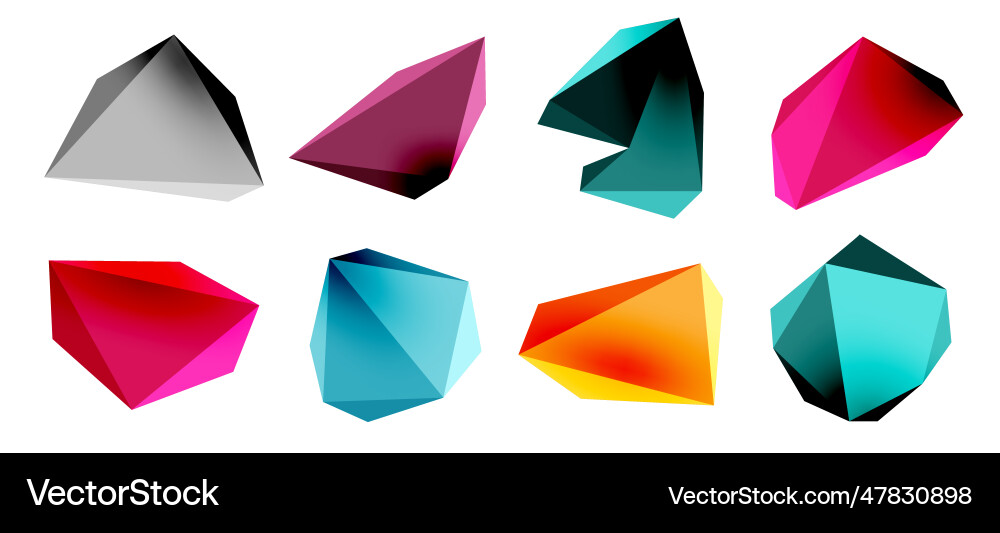 3d low poly triangle design elements Royalty Free Vector