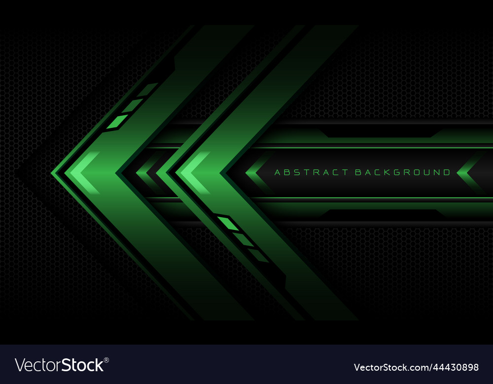 Abstract Green Arrow Black Cyber Geometric Line Vector Image
