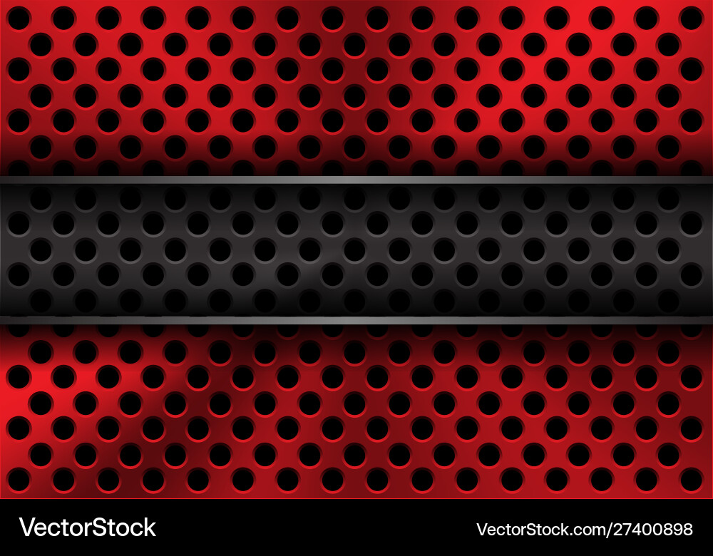 Abstract metal grey banner on red circle mesh Vector Image