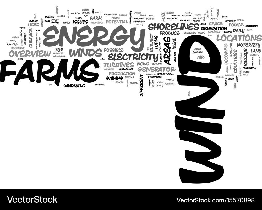 An overview of wind as an energy source text word Vector Image