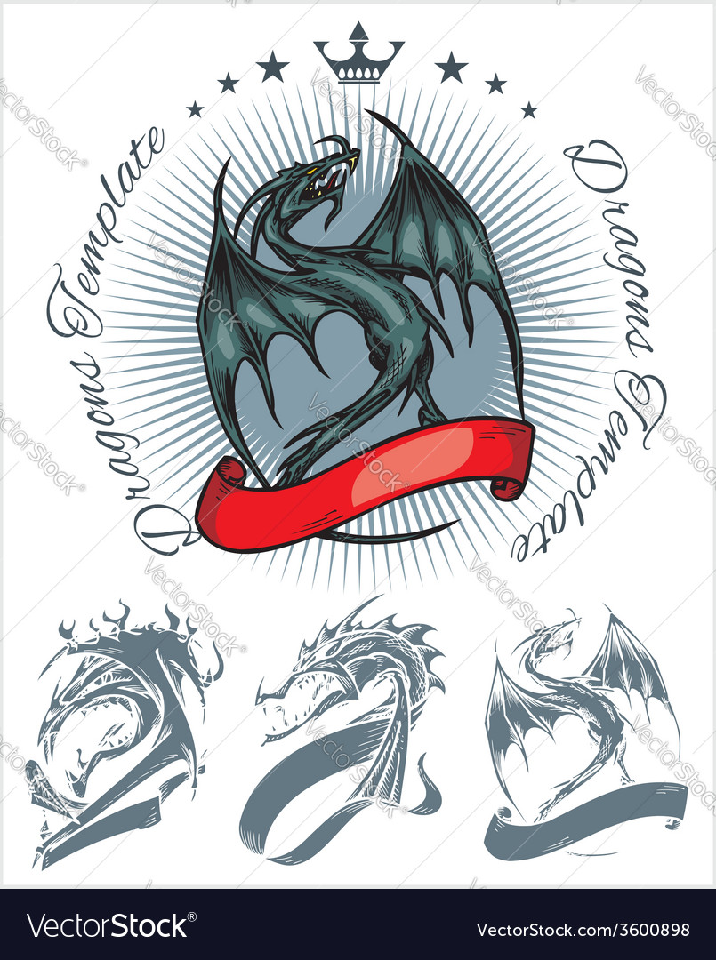 Dragon and ribbon - set stock Royalty Free Vector Image
