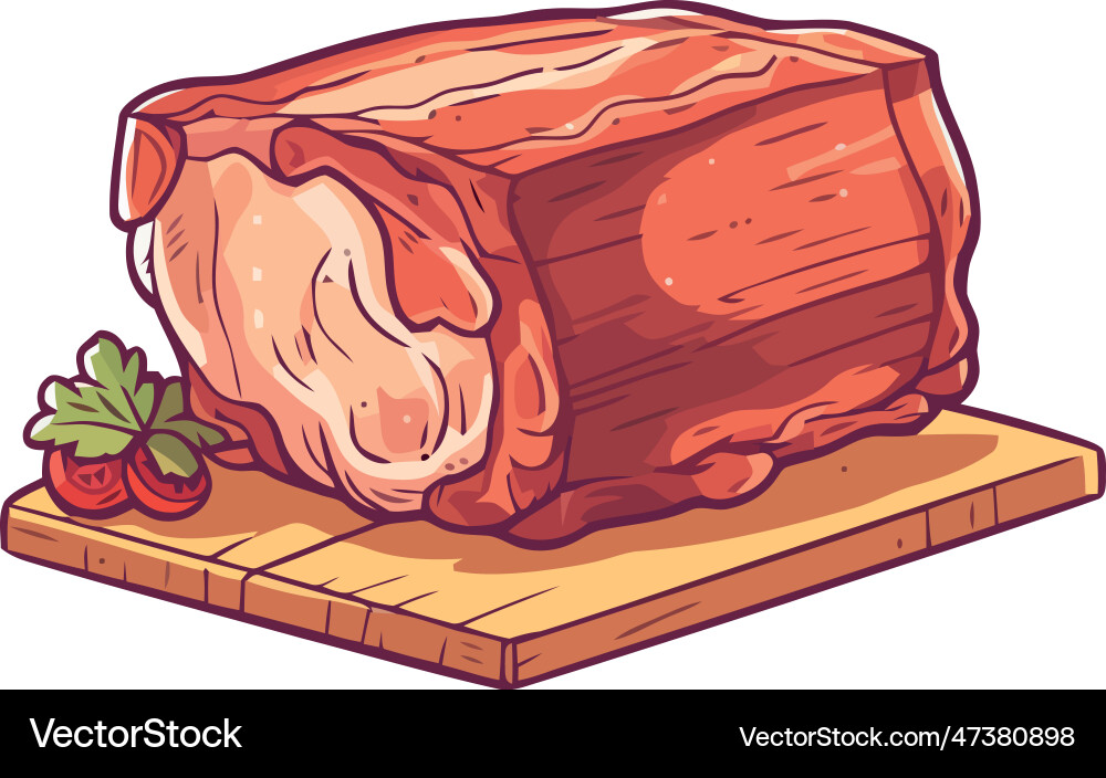 Freshly pork steak on wooden table Royalty Free Vector Image