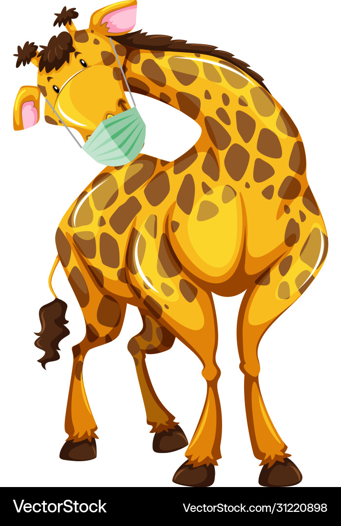 Giraffe cartoon character wearing mask Royalty Free Vector