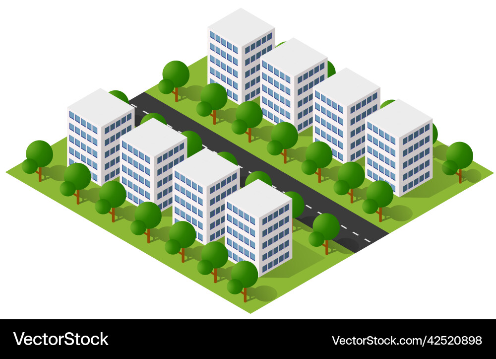 Isometric 3d city urban area Royalty Free Vector Image