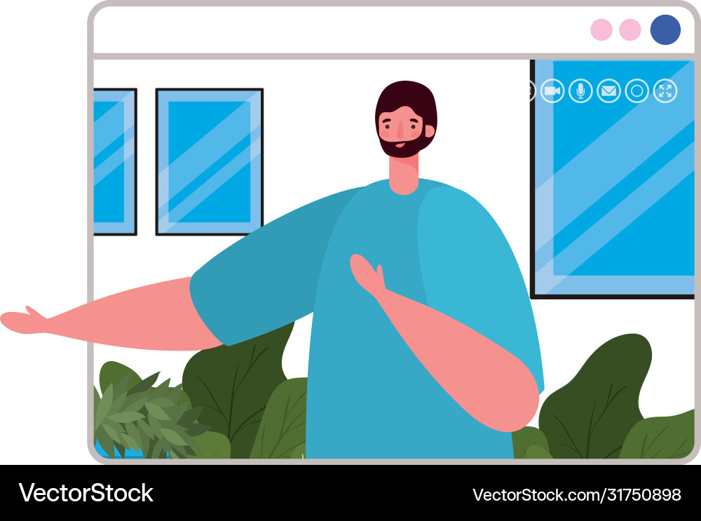 Man avatar on website in video chat design Vector Image