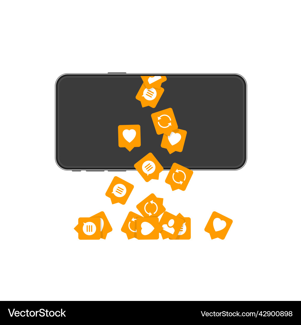 Media icons in phone Royalty Free Vector Image
