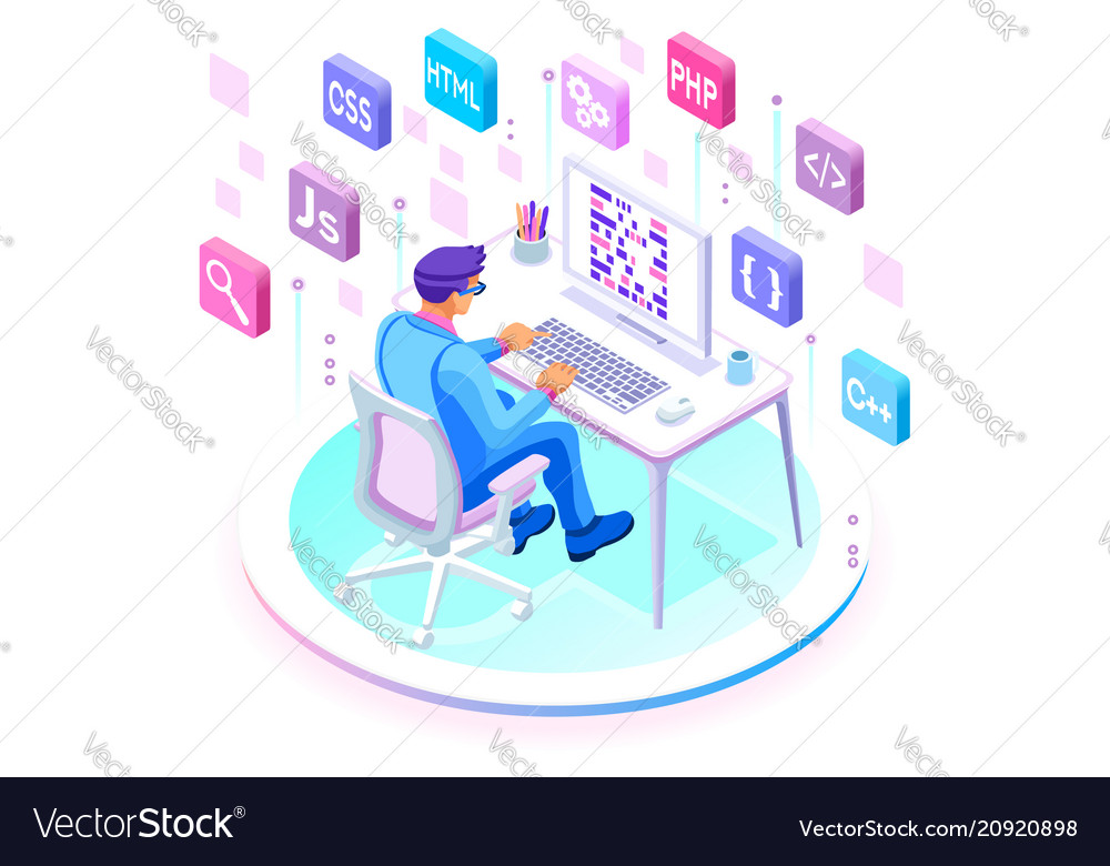 Programmer engineers team Royalty Free Vector Image