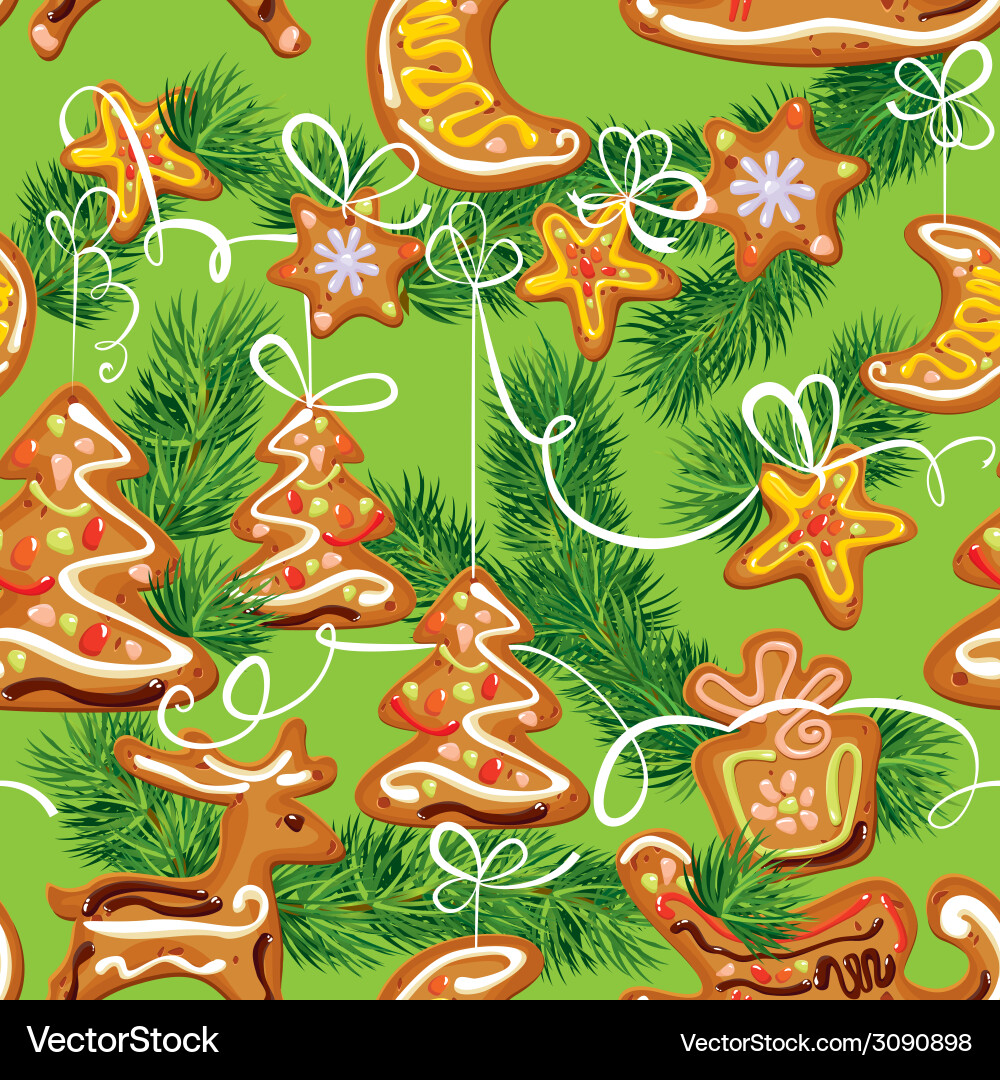 Seamless christmas pattern - xmas gingerbread Vector Image