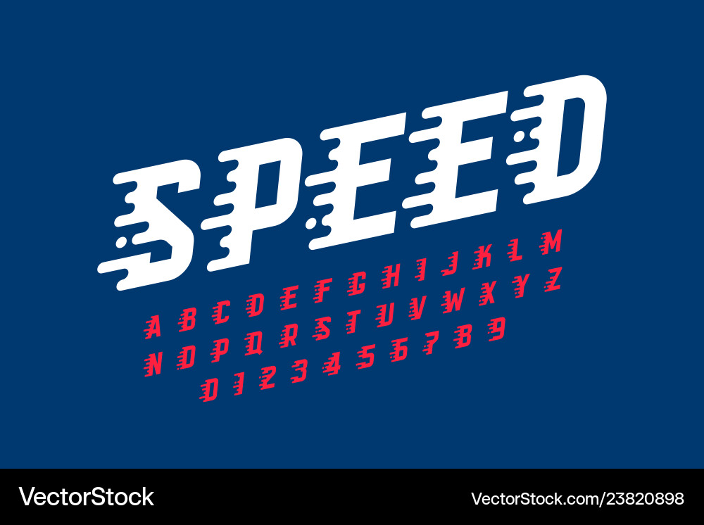 Speed style retro font design alphabet letters Vector Image
