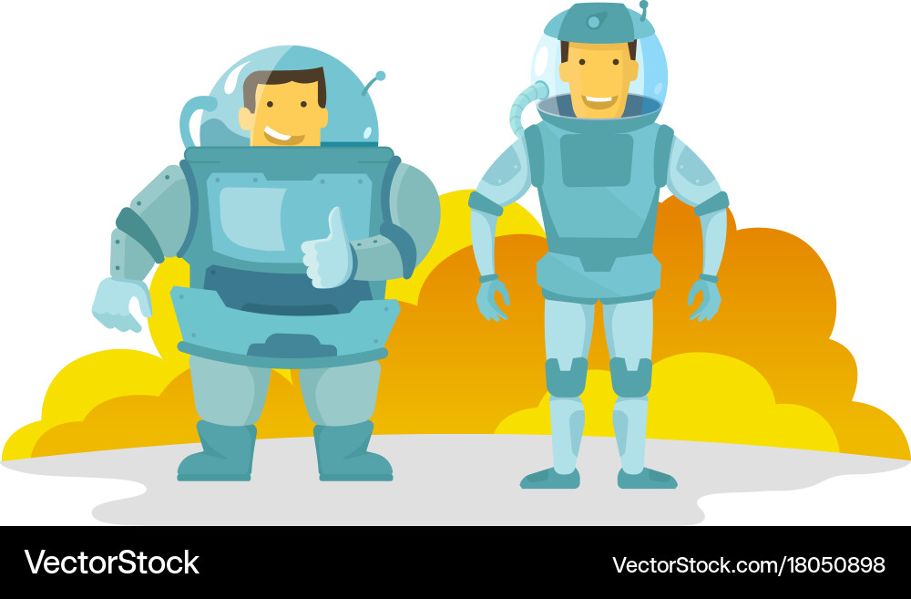 Two cosmonauts in the spacesuit fat and thin Vector Image
