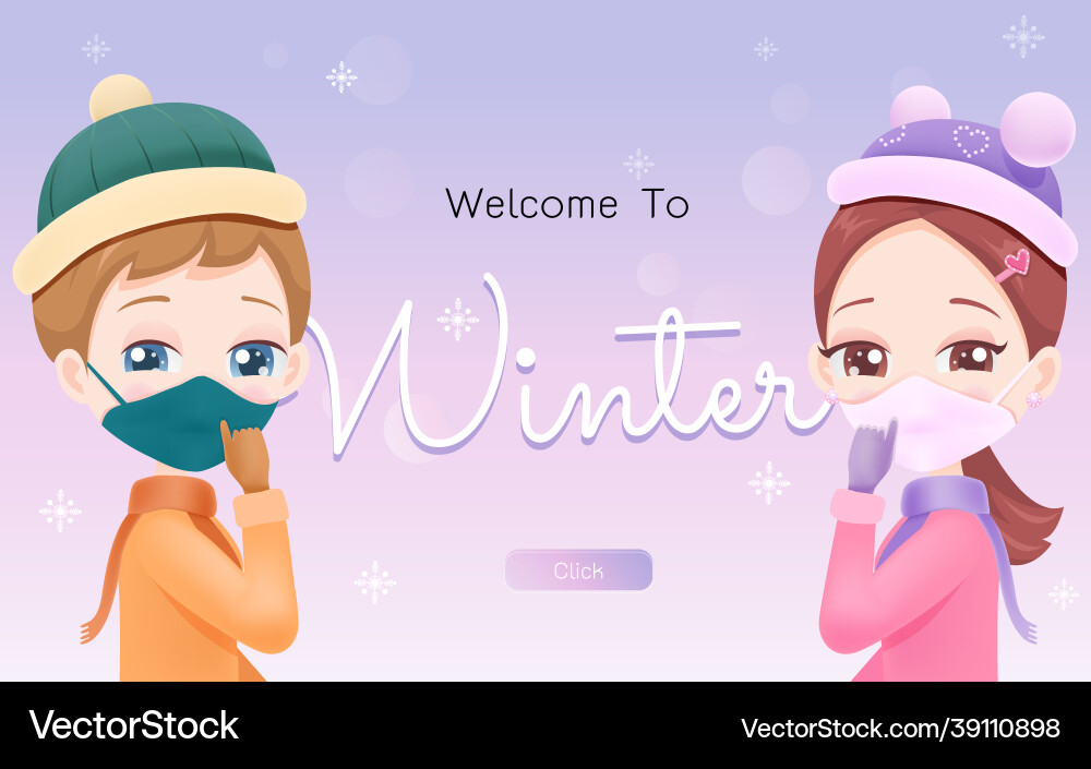 Welcome winter with a cute couple Royalty Free Vector Image